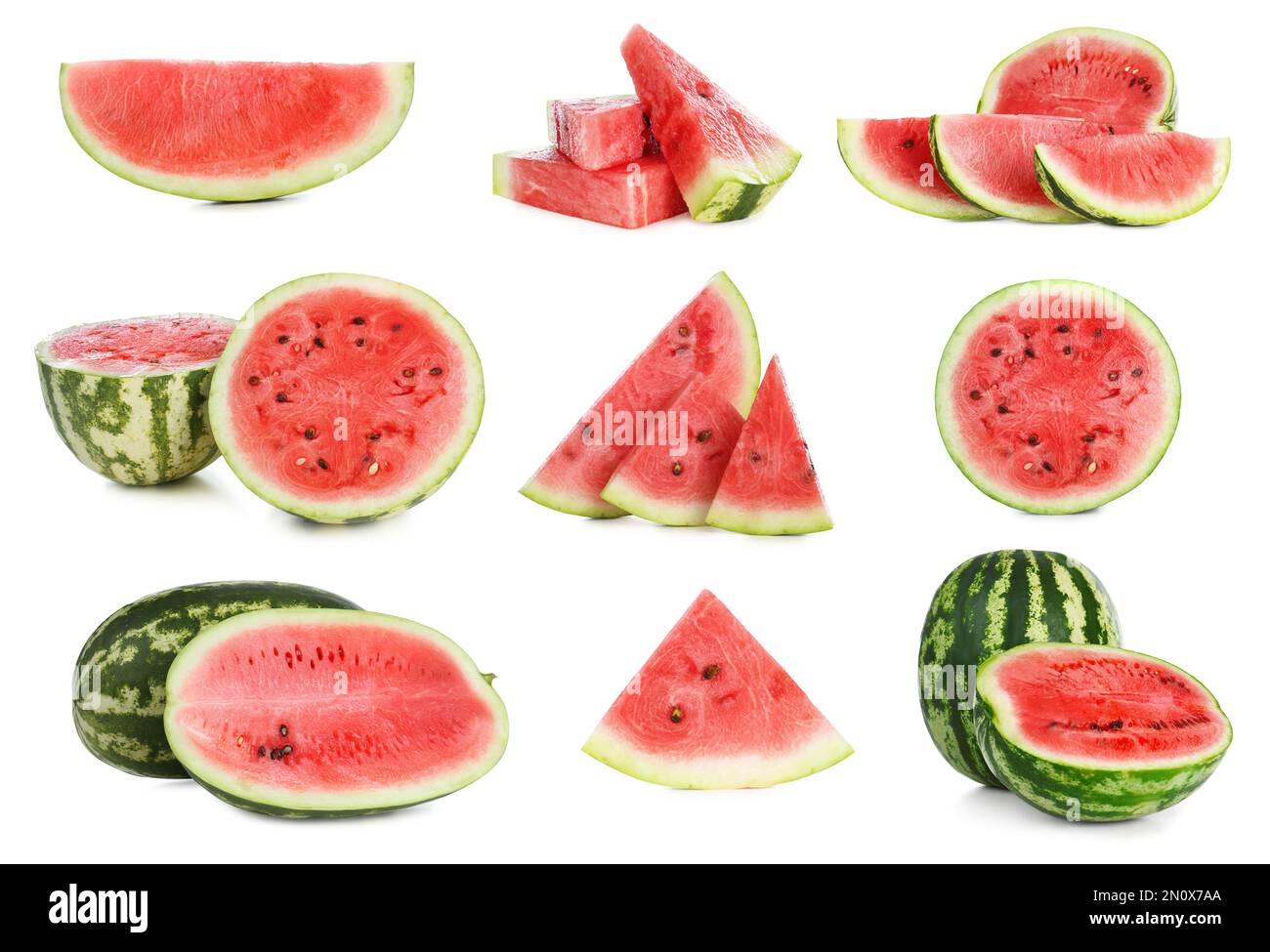 Set of fresh watermelons on white background Stock Photo - Alamy