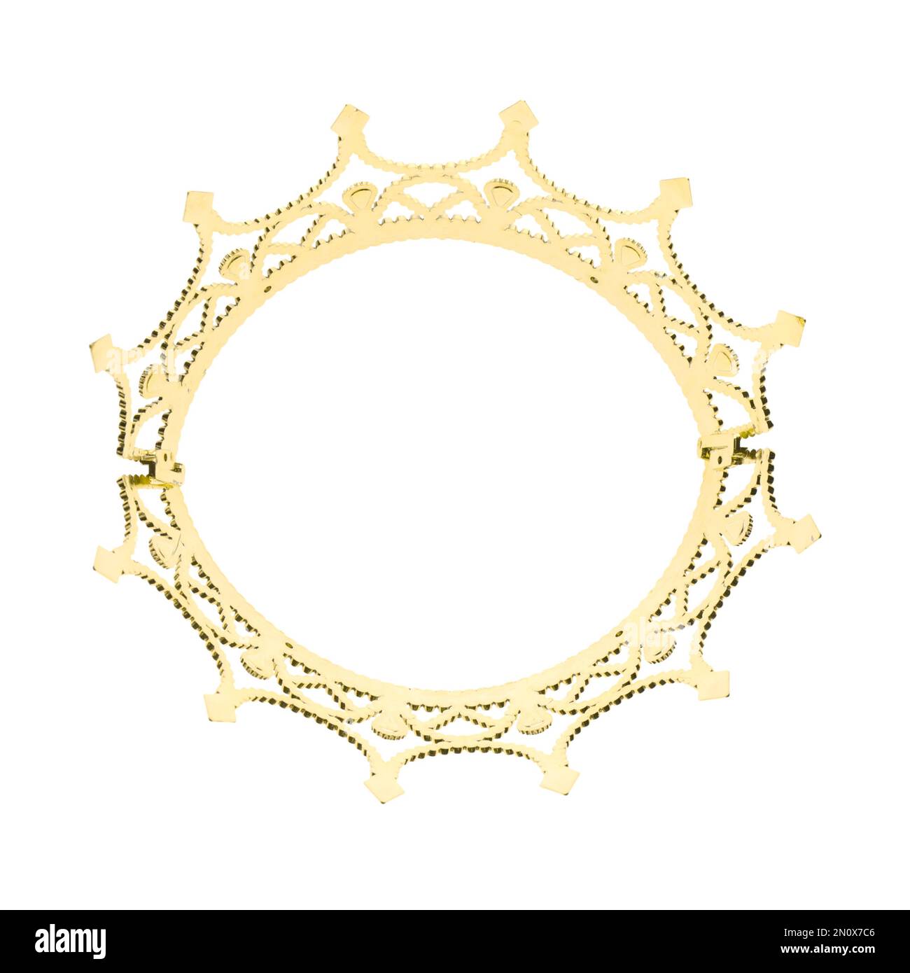 Beautiful golden crown on white background, top view. Fantasy item ...