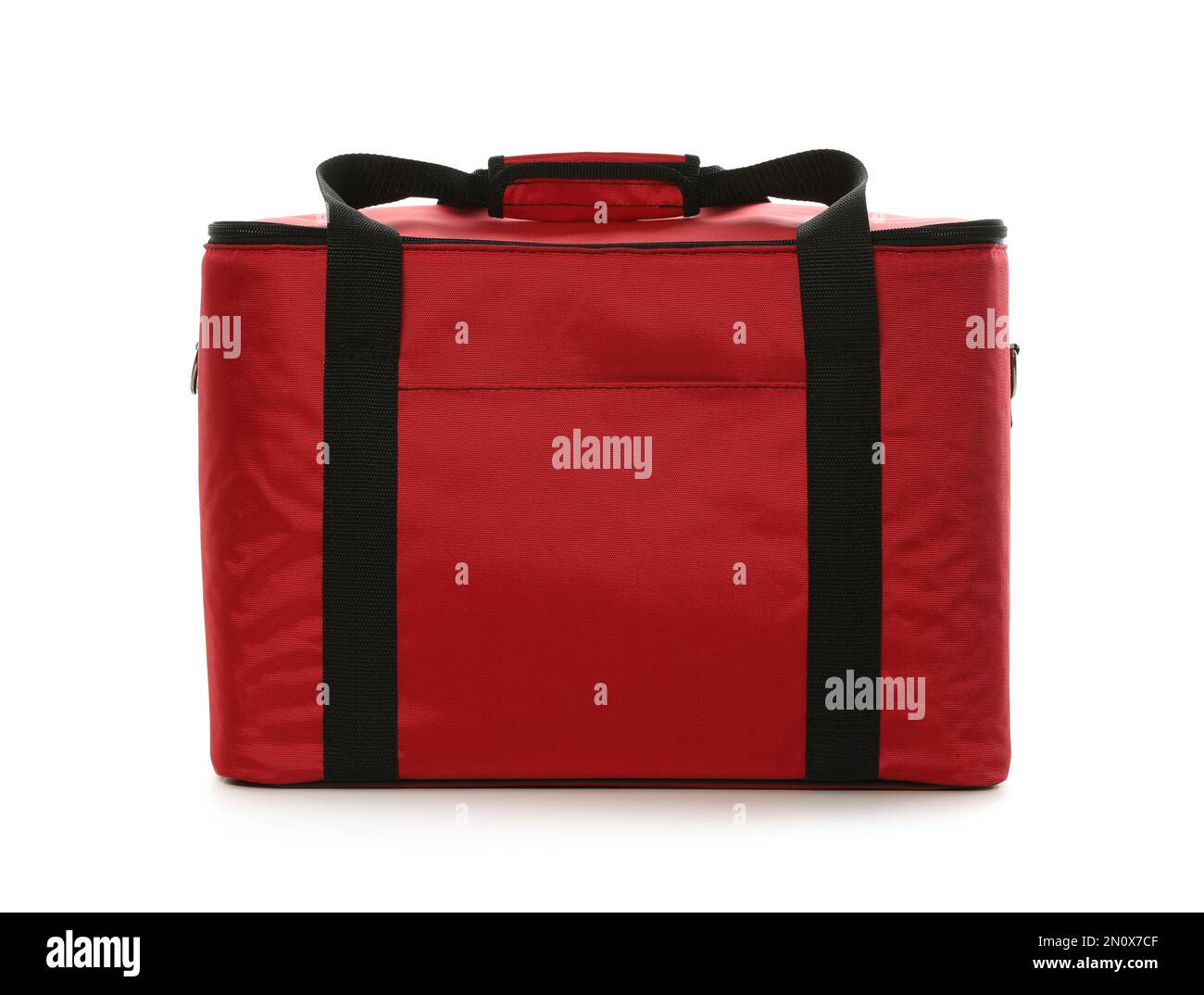 Modern red thermo bag isolated on white Stock Photo - Alamy