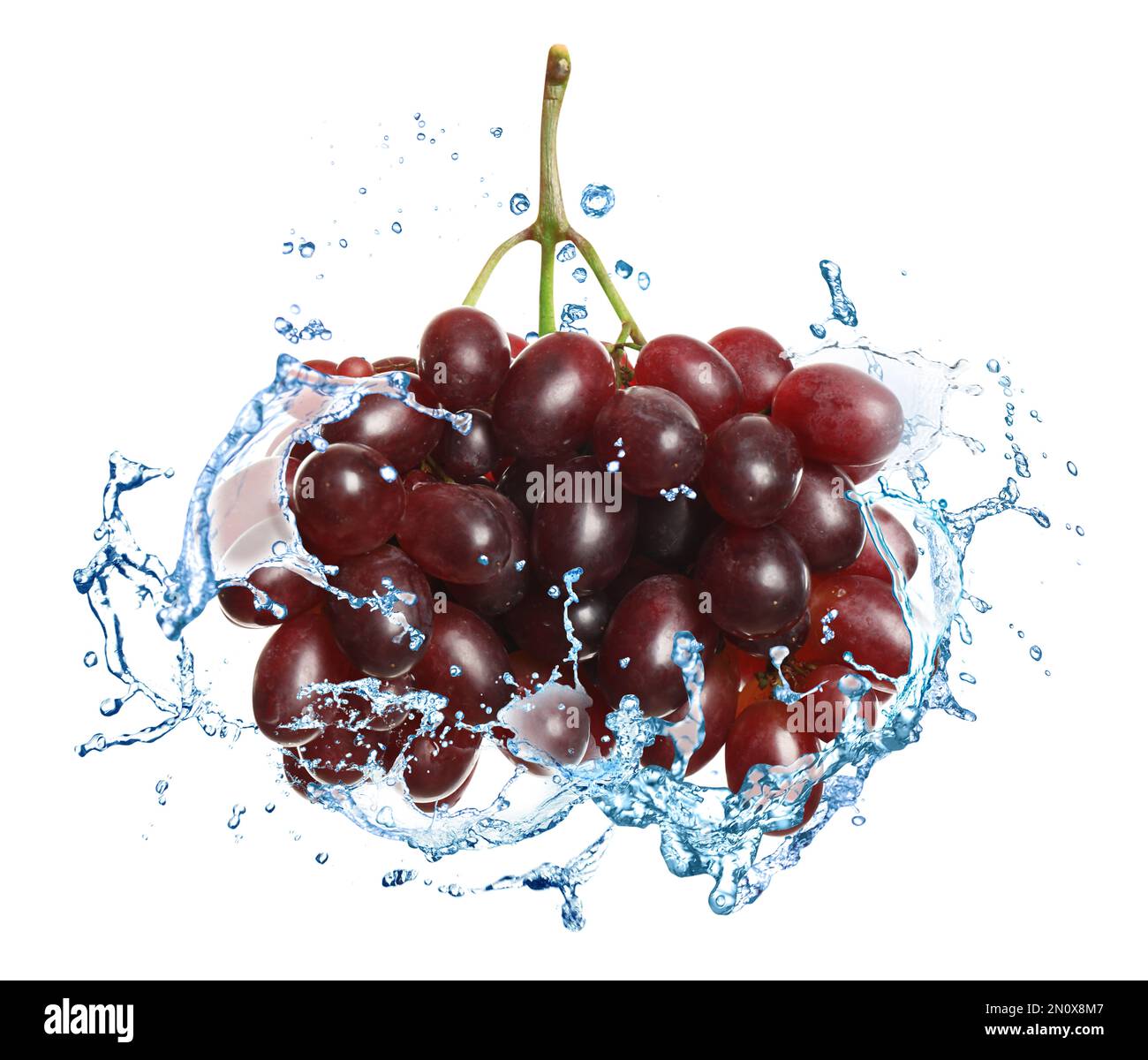 Grape cluster with water splash on white background Stock Photo - Alamy