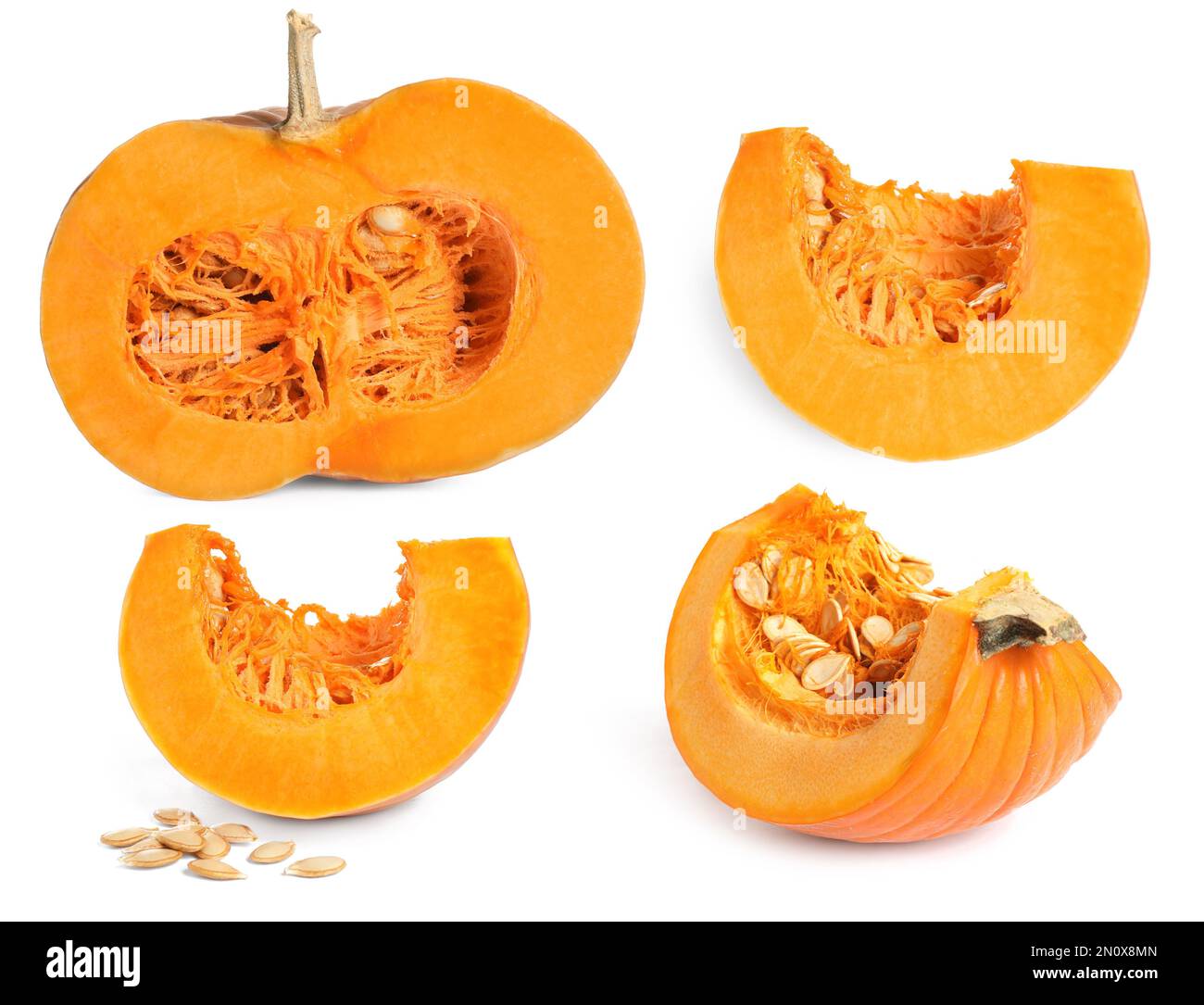 Set of pumpkin pieces on white background Stock Photo - Alamy