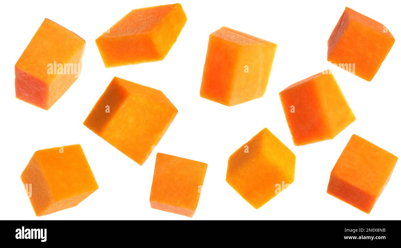 Set of pumpkin pieces on white background Stock Photo - Alamy