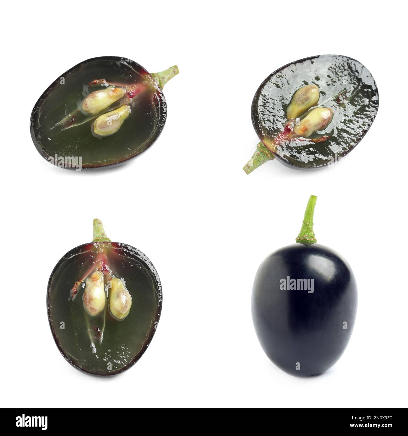 Set of cut and whole grapes on white background Stock Photo - Alamy