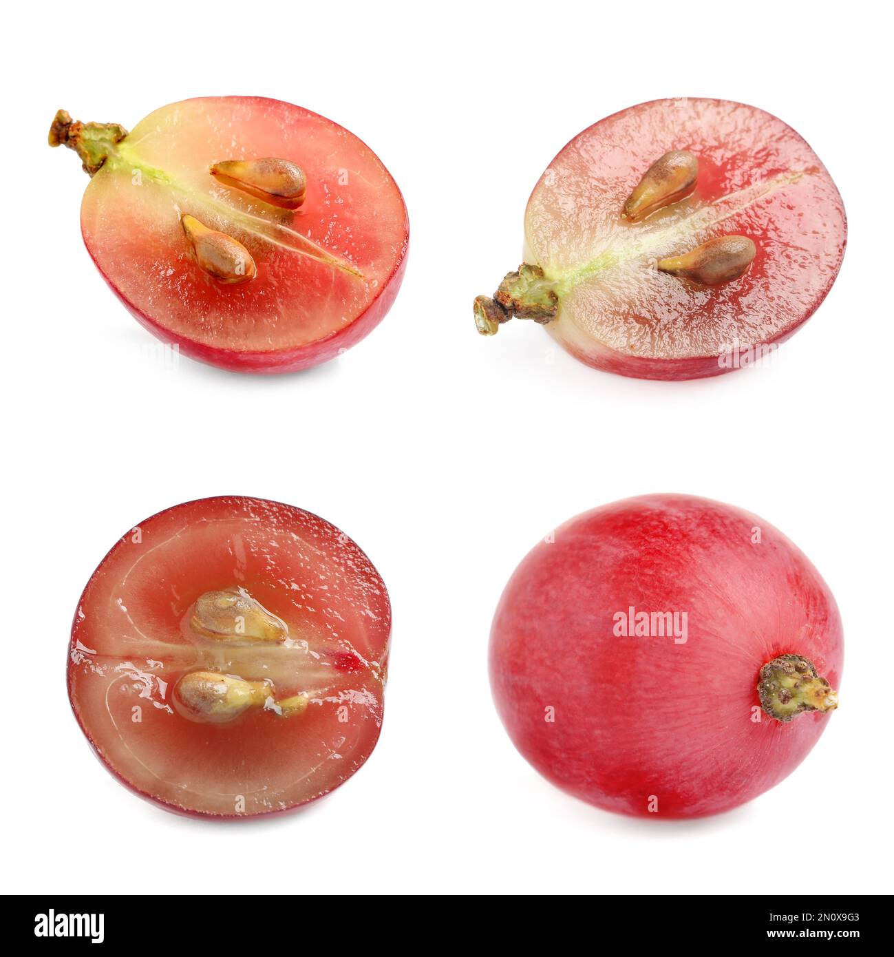 Set of cut and whole grapes on white background Stock Photo - Alamy