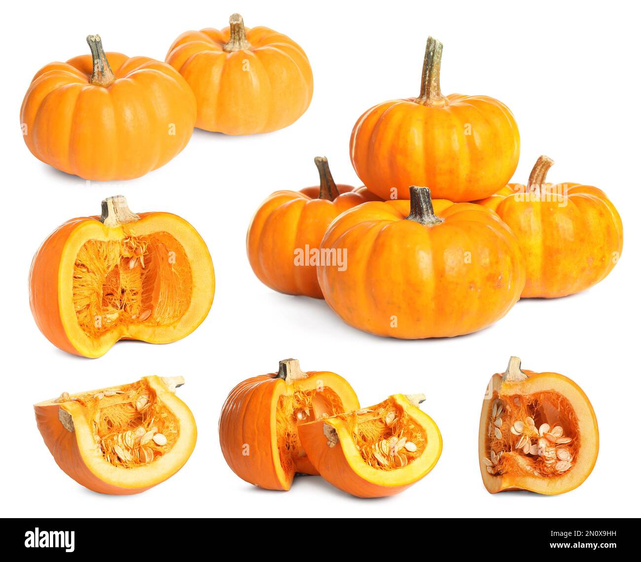 Set of fresh pumpkins on white background Stock Photo - Alamy