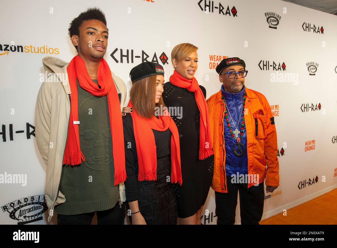 On far right, Spike Lee with his children and his wife at the world ...