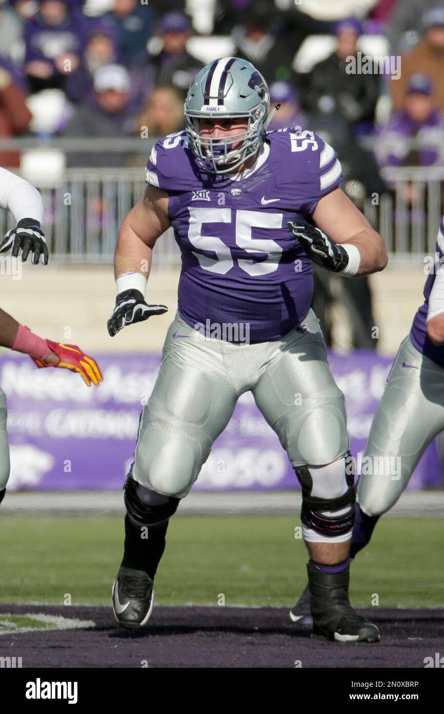 Kansas State offensive lineman Cody Whitehair (55) blocks a rush during ...