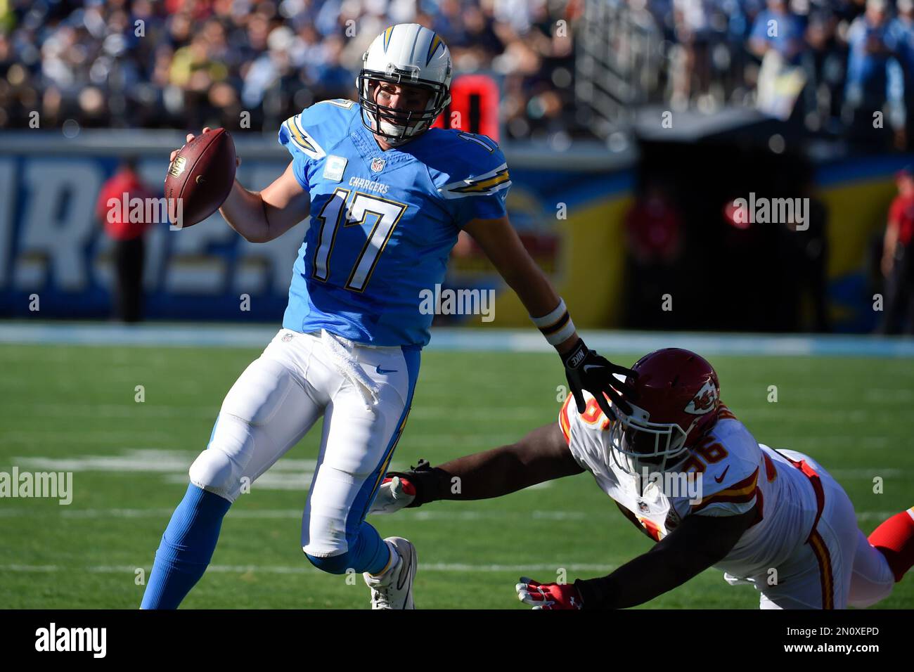 San Diego Chargers quarterback Philip Rivers (17) gets past Kansas City ...