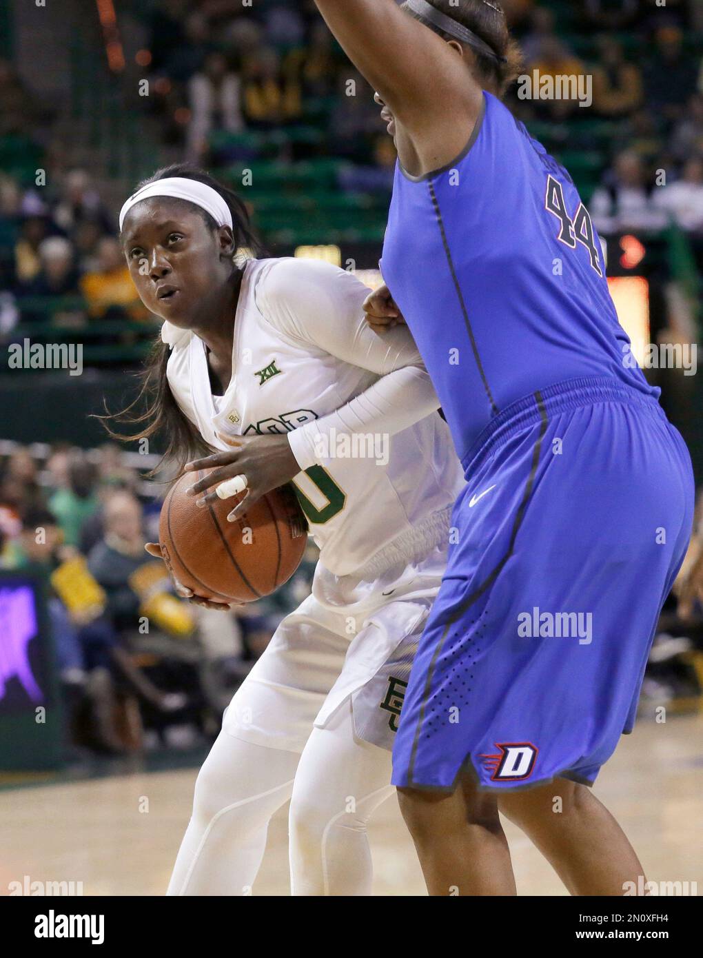 Baylor guard Alexis Jones drives against DePaul forward Brandi Harvey ...