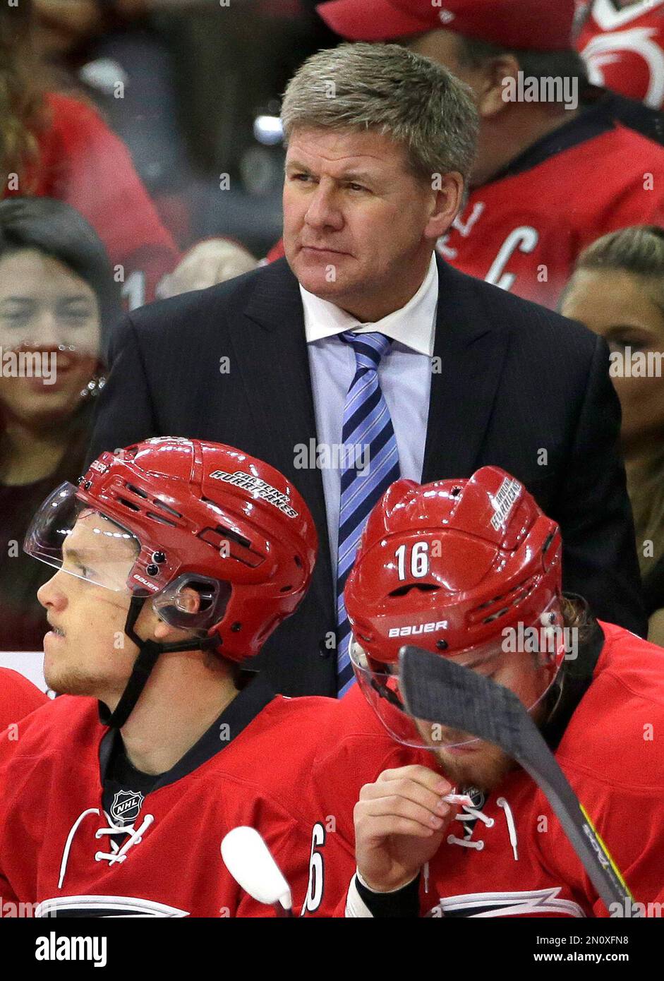 Carolina Hurricanes coach Bill Peters watches during the first period ...
