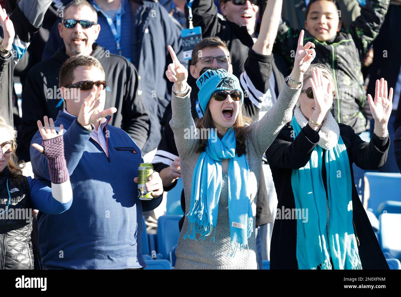 Carolina Panthers fans cheer in the second half of an NFL football game ...