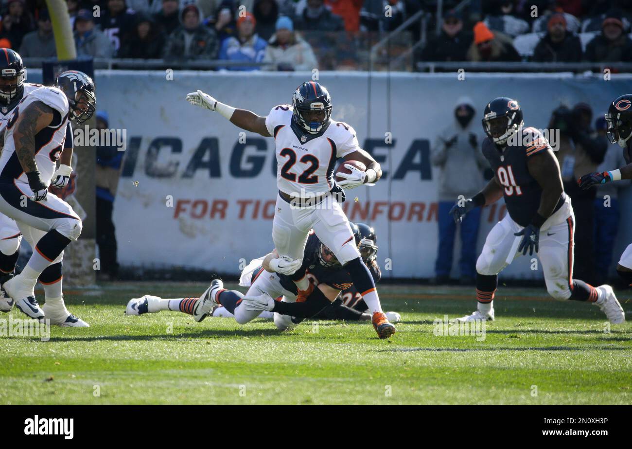 Denver Broncos running back C.J. Anderson (22) runs against Chicago ...