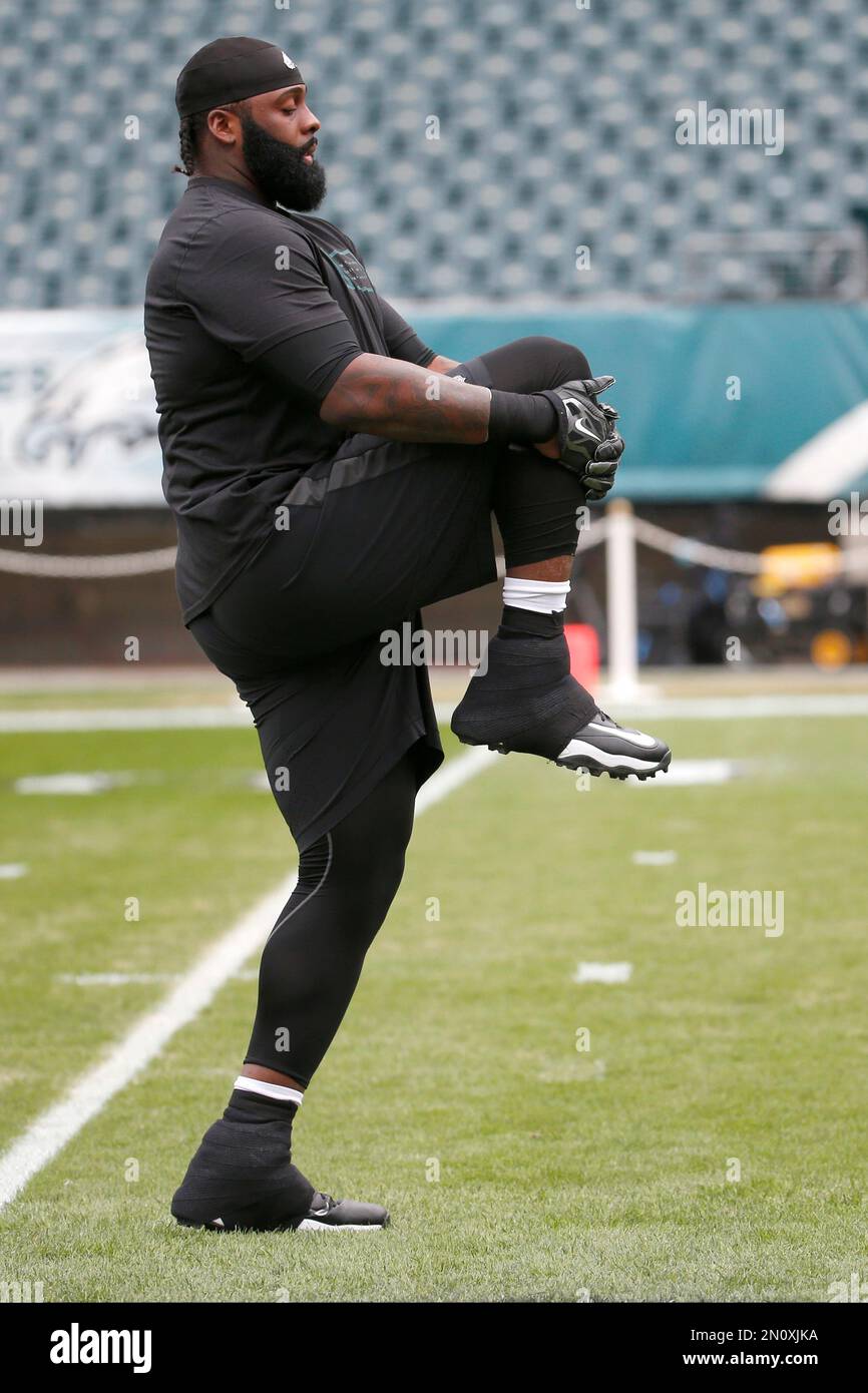 Philadelphia Eagles' Bennie Logan stretches before an NFL football game ...