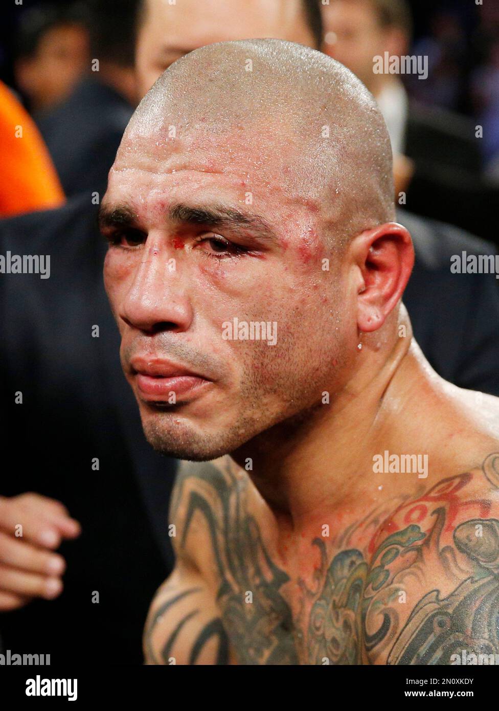 Miguel Cotto, of Puerto Rico, after fighting Canelo Alvarez, of Mexico ...
