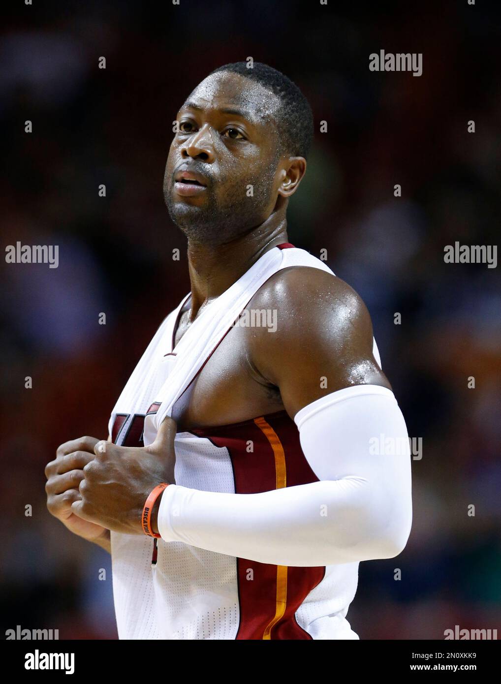 Miami Heat guard Dwyane Wade is shown during the first half of an NBA ...