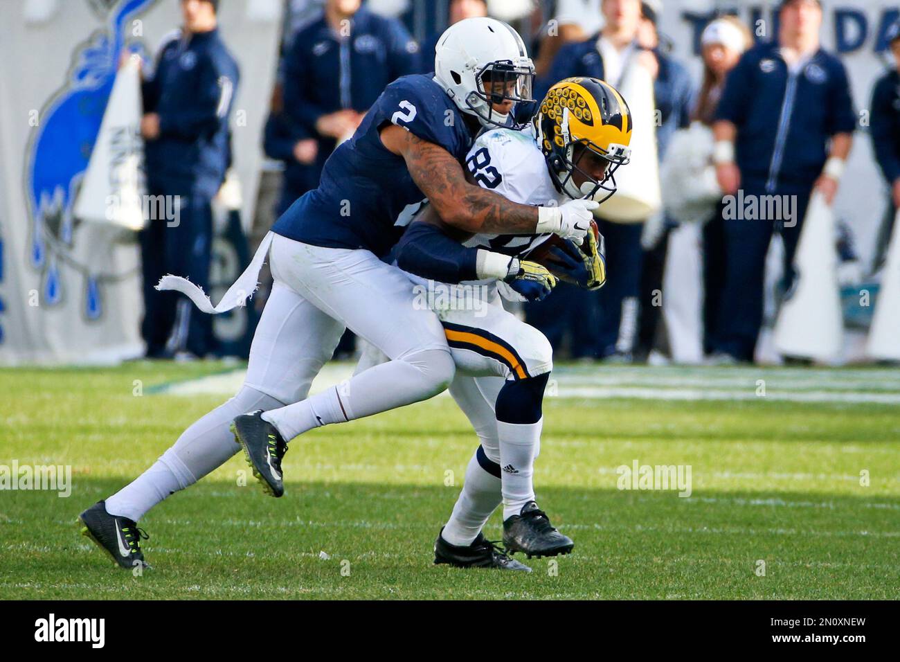 Penn State safety Marcus Allen (2) tackles Michigan wide receiver Amara ...