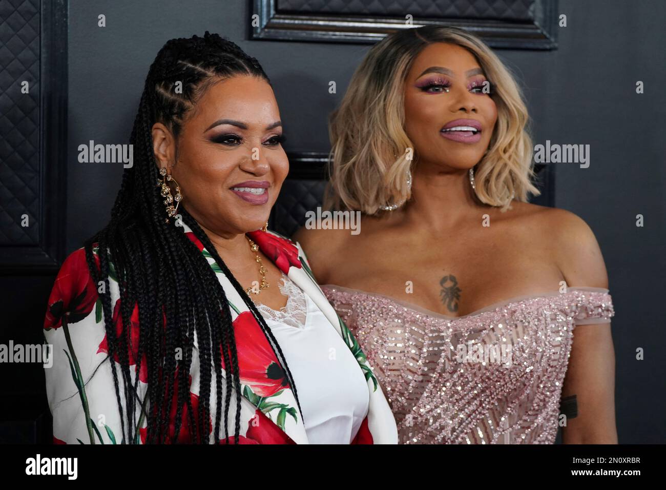 Cheryl James, left, and Sandra Denton arrive at the 65th annual Grammy ...