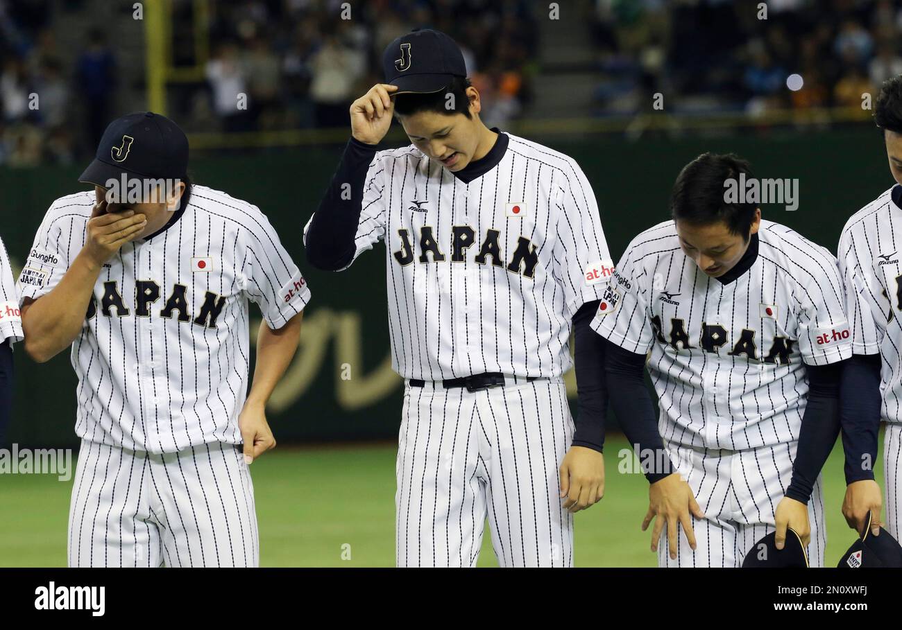 Team Japan's pitchers, from left, Hirokazu Sawamura, Shohei Otani and ...