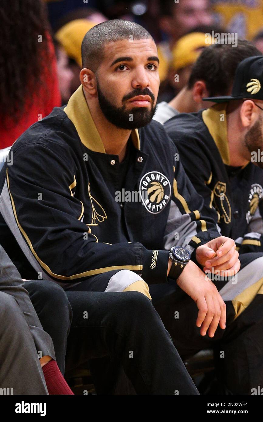 Rapper Drake attends the game between the Los Angeles Lakers vs. the ...