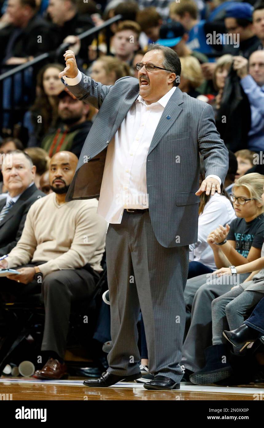 Detroit Pistons head coach Stan Van Gundy coaches his team in the ...