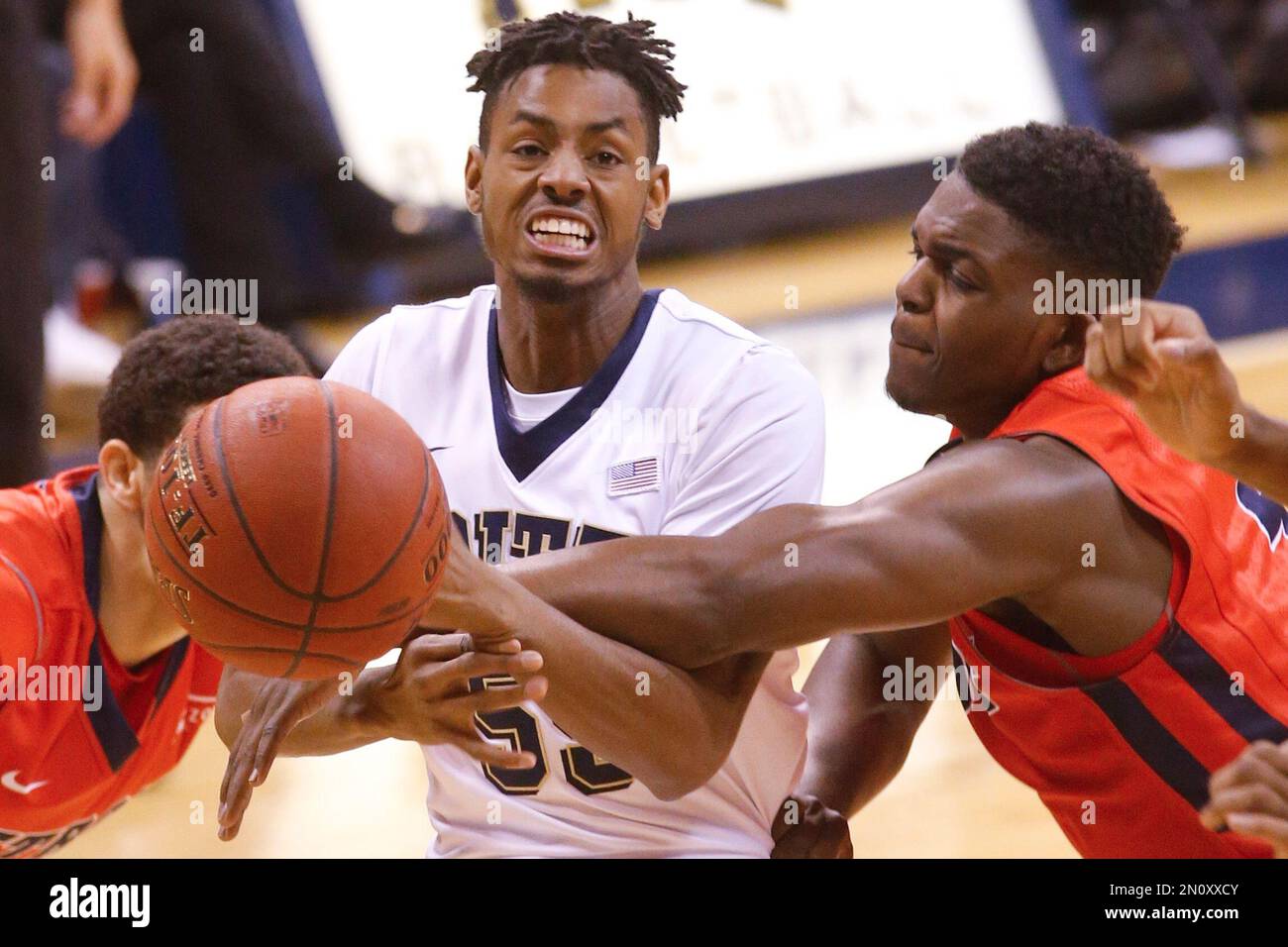 Pittsburgh's Jonathan Milligan (55) tries to control the ball as ...