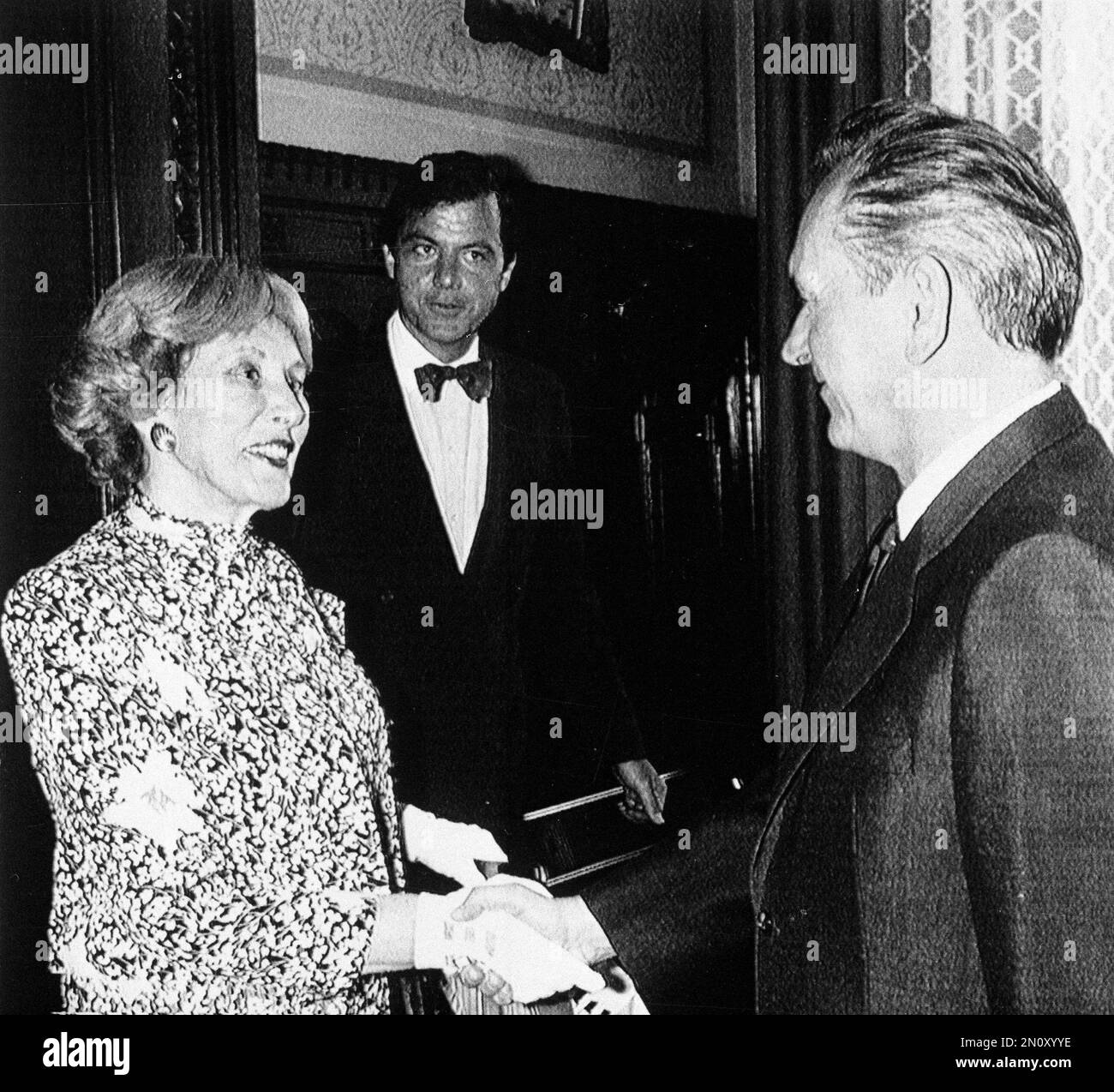 Hungarian Prime Minister Karoly Grosz, right, welcomes Estee Lauder ...