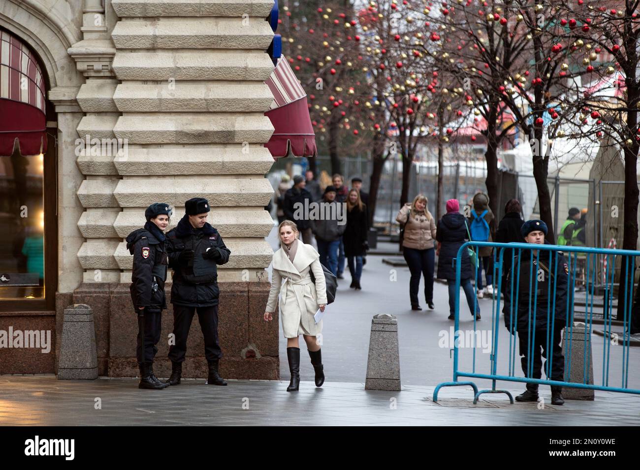 Russian police officers guard at Red Square in Moscow, Russia, Friday ...