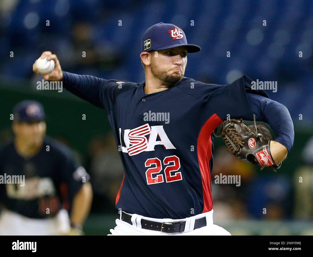 USA's closer Jake Barrett pitches against Mexico during the ninth ...