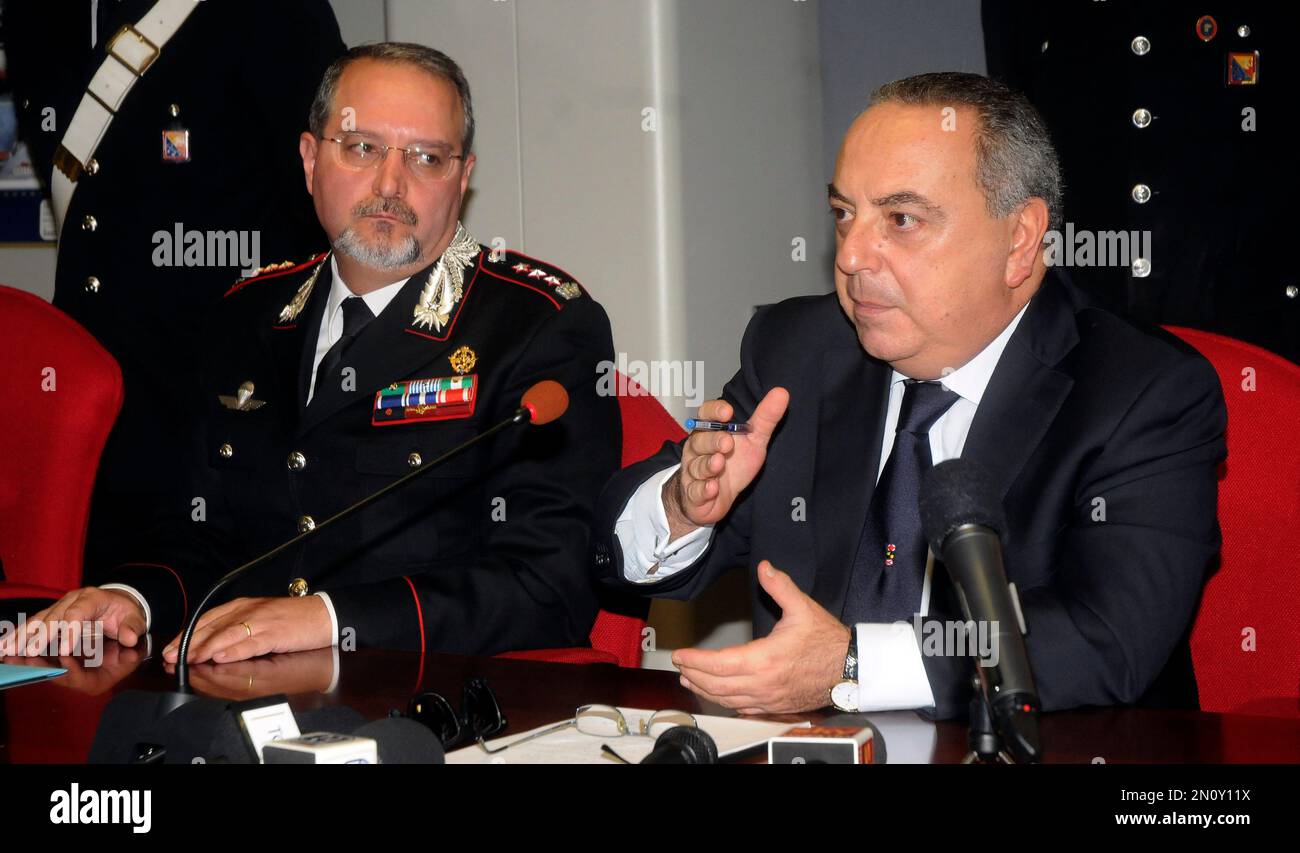 Anti Mafia Prosecutor Francesco Lo Voi, right, Carabinieri Colonel ...