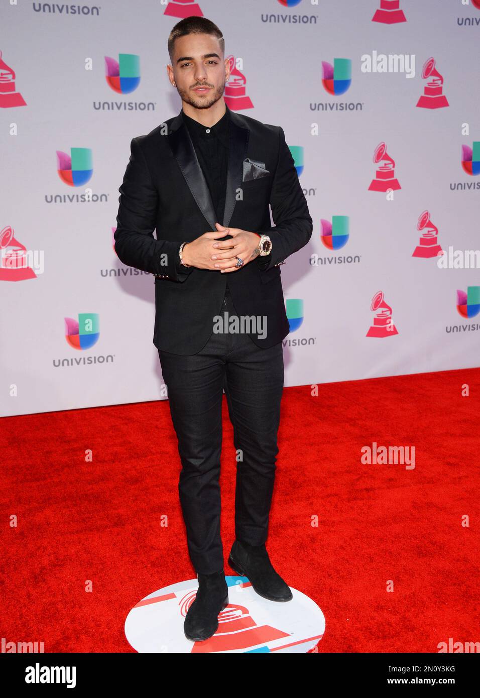 Maluma arrives at the 16th annual Latin Grammy Awards at the MGM Grand ...