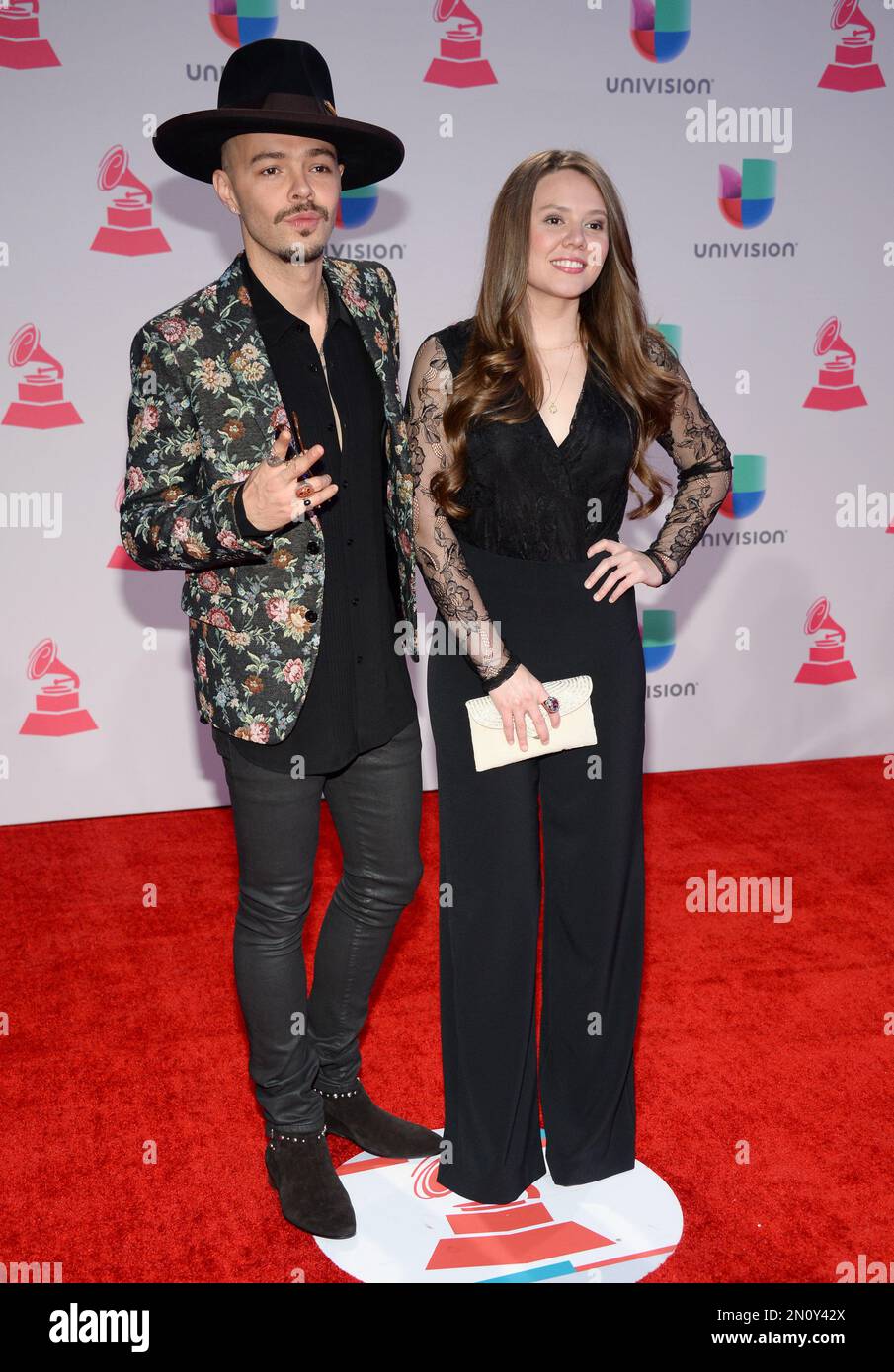 Jesse Huerta, left, and Joy Huerta, of Jesse & Joy, arrive at the 16th ...