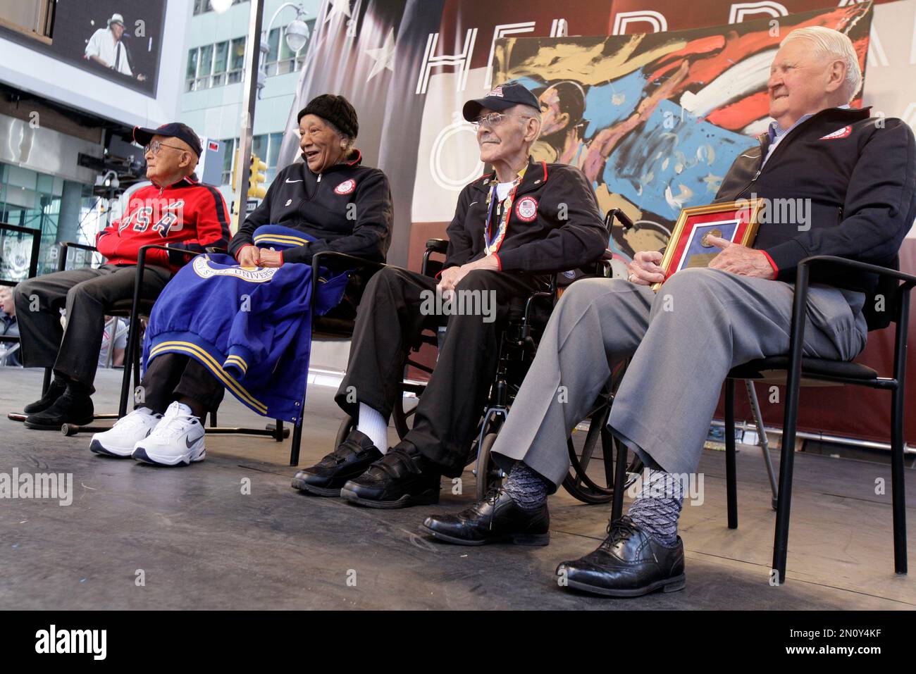 FILE - In this April 18, 2012, file photo, members of the 1948 U.S ...