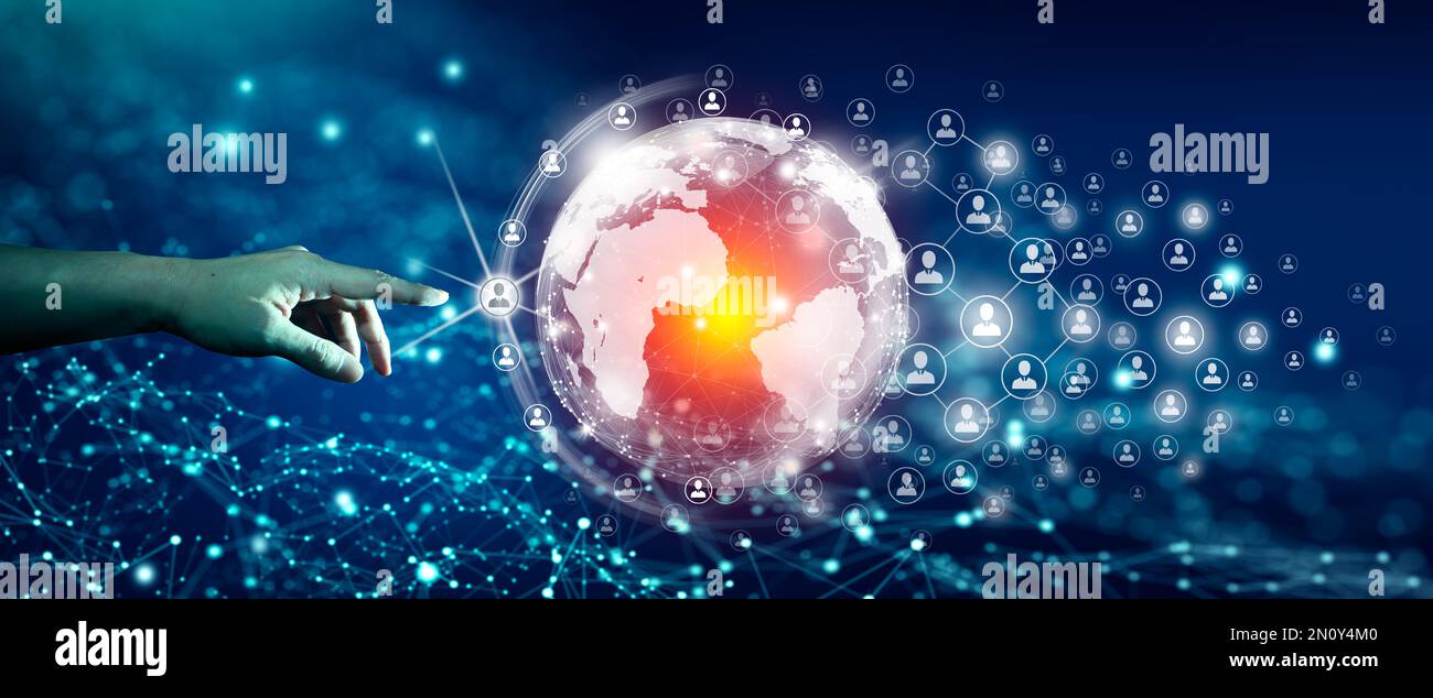 Businessman Leading the global world business community of network ...