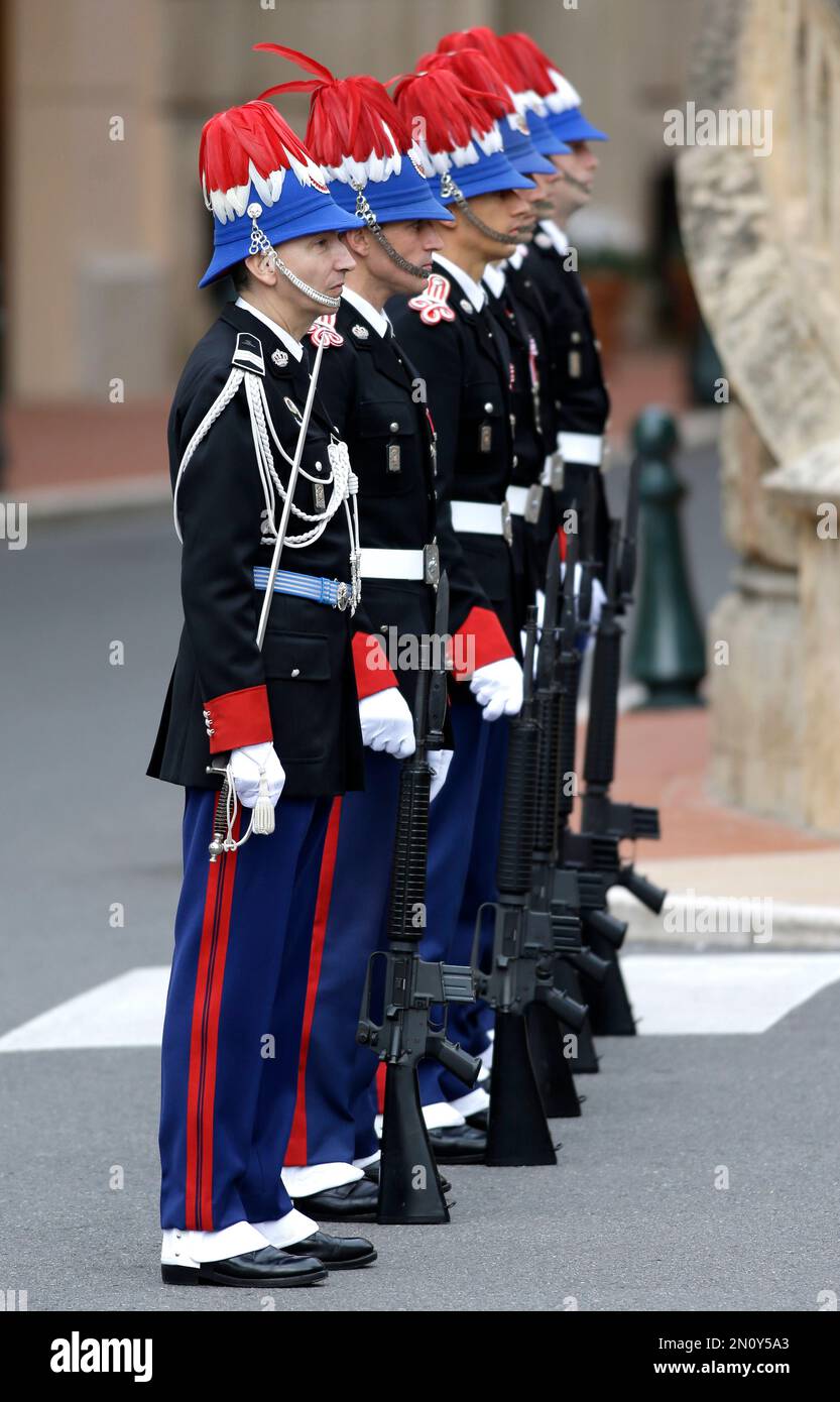 Monaco' s guards stand during the Monaco's national day ceremony ...