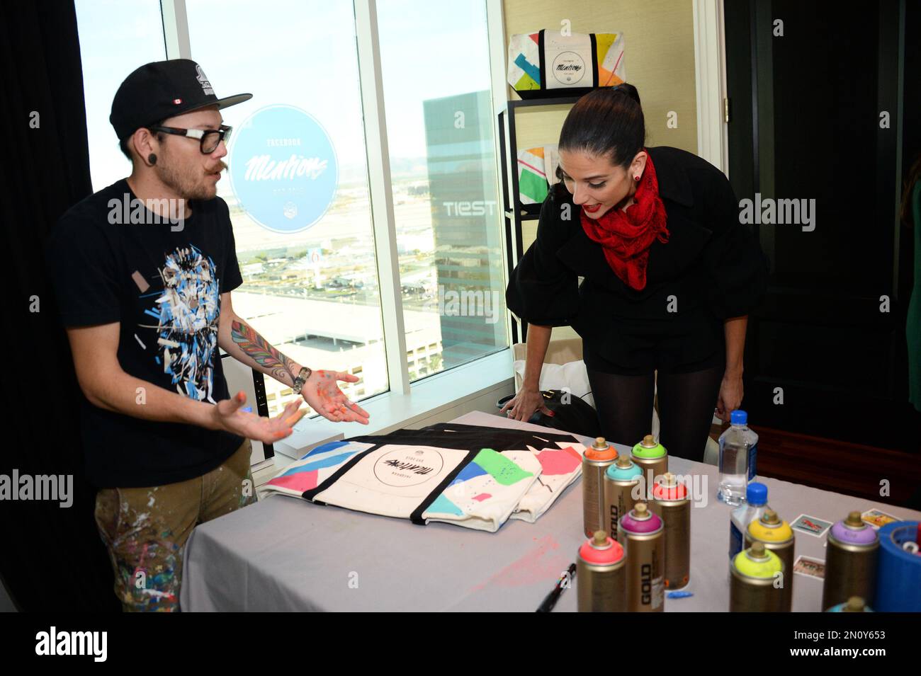 Mural artist, Arlin Graff, speaks with Natalia Jiménez at the Facebook ...