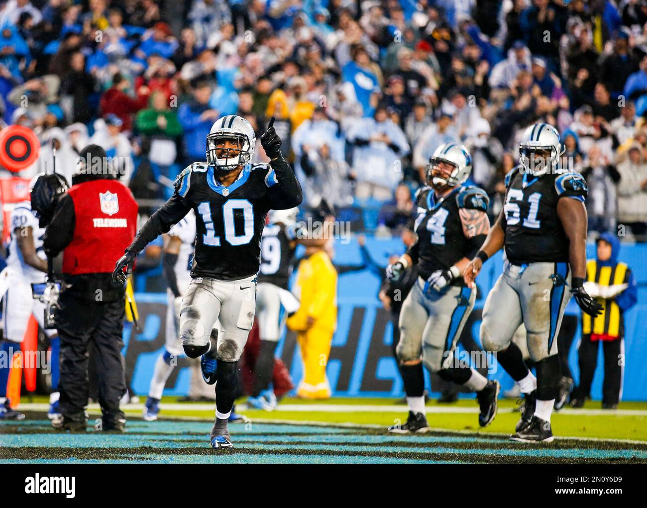 Carolina Panthers wide receiver Corey Brown (10) celebrates a touchdown ...