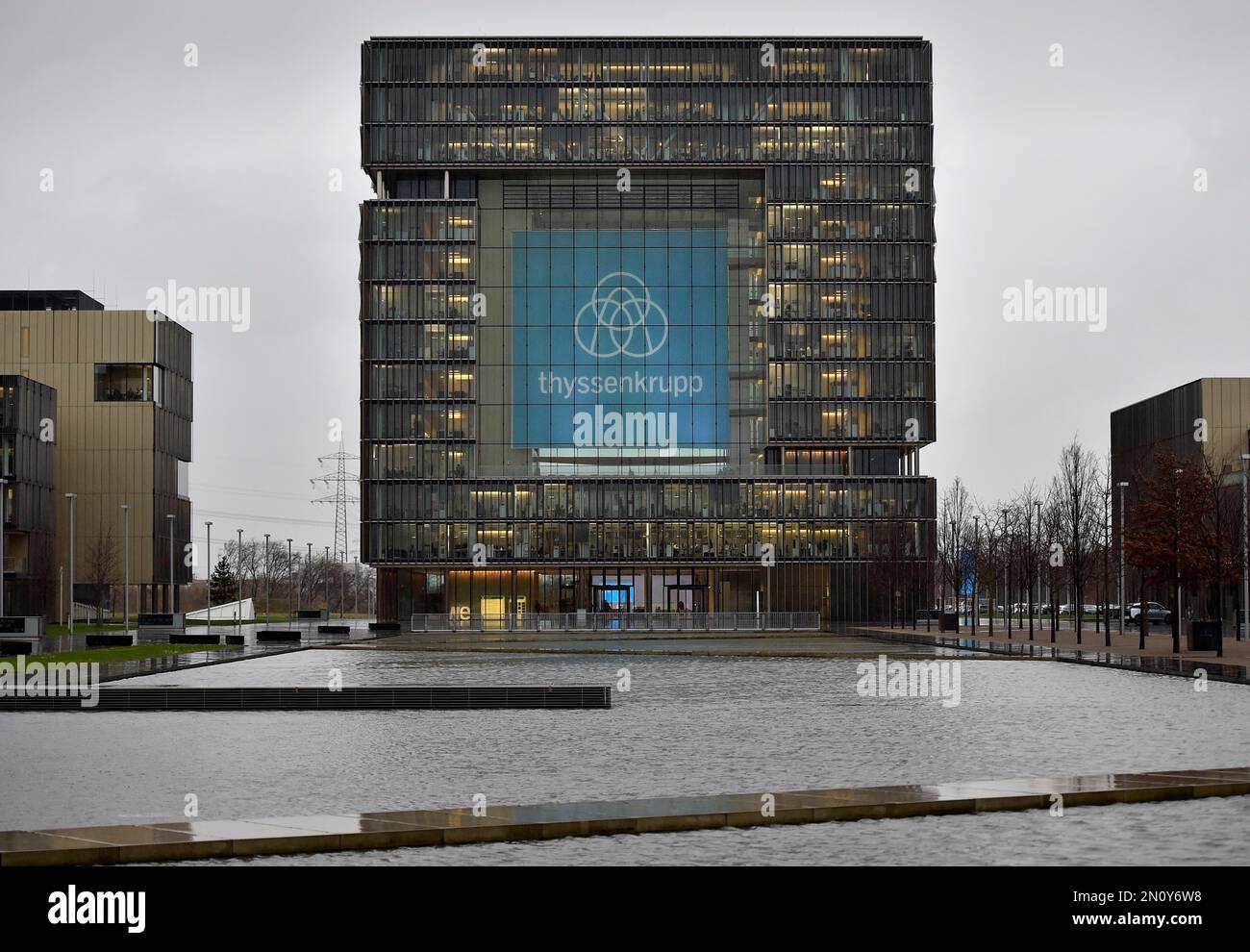 The headquarters of steel giant ThyssenKrupp shows the company's new ...