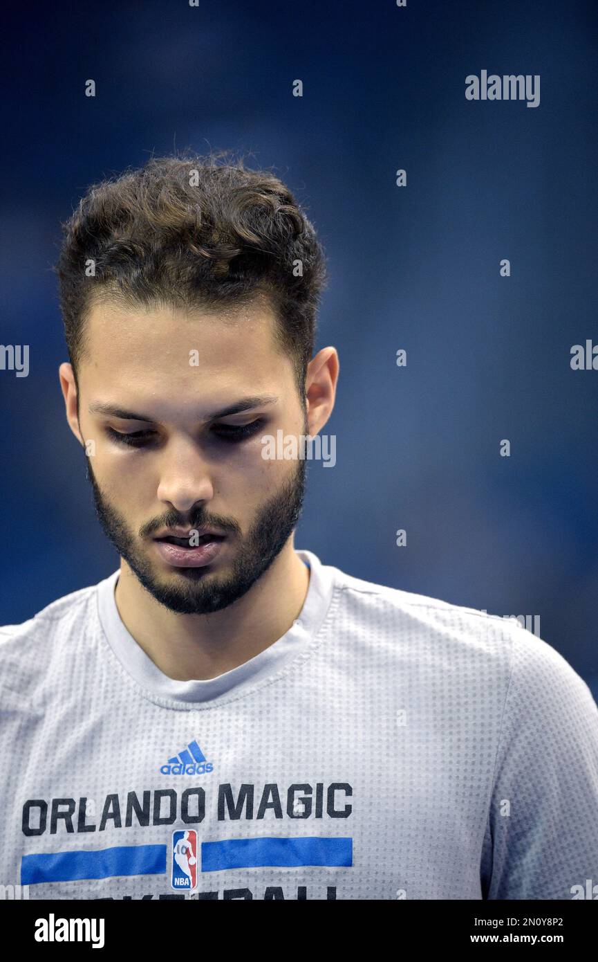 Orlando Magic forward Evan Fournier, of France, warms up before an NBA ...