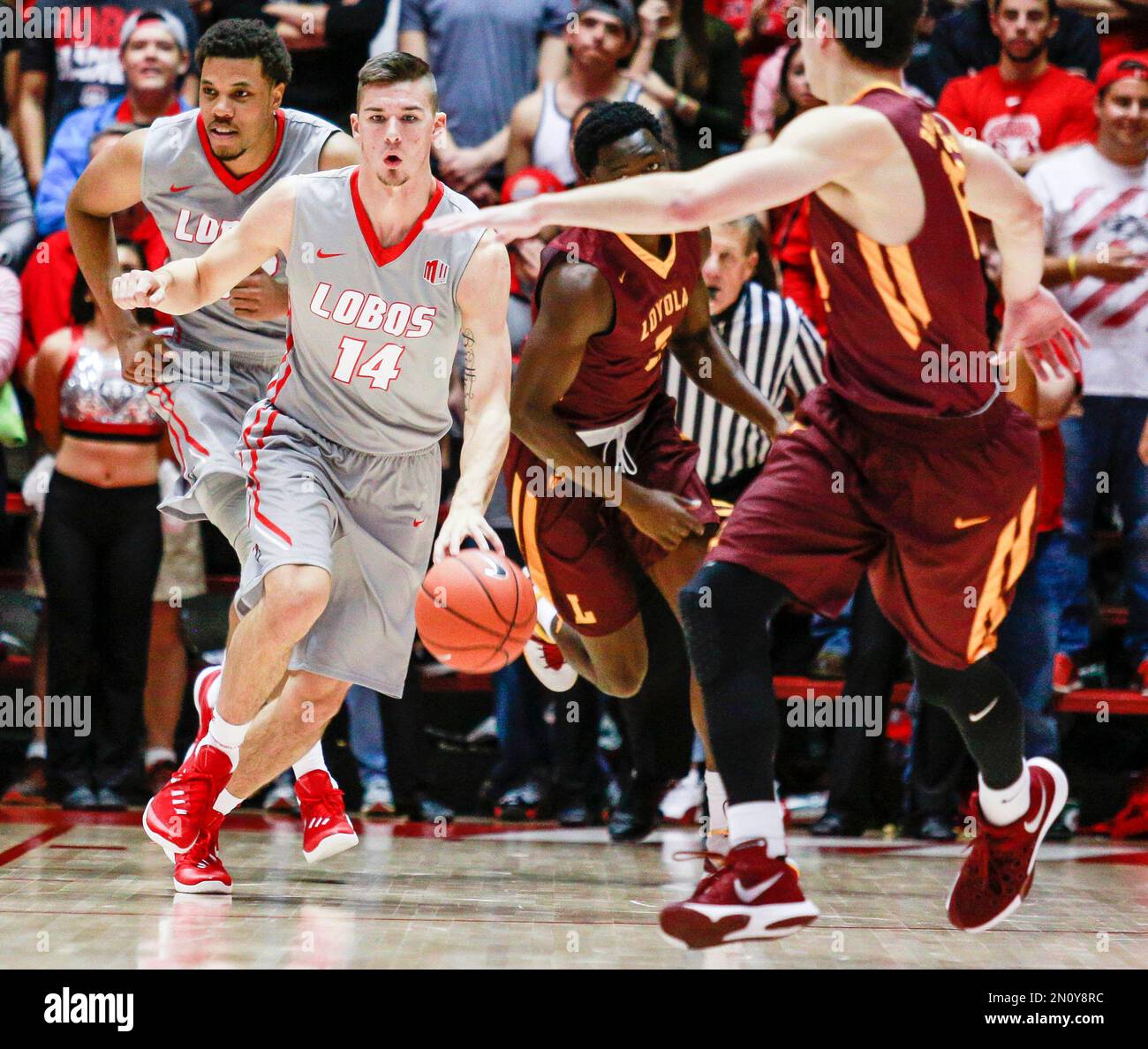 New Mexico's Dane Kuiper (14) runs the fast break during the second ...