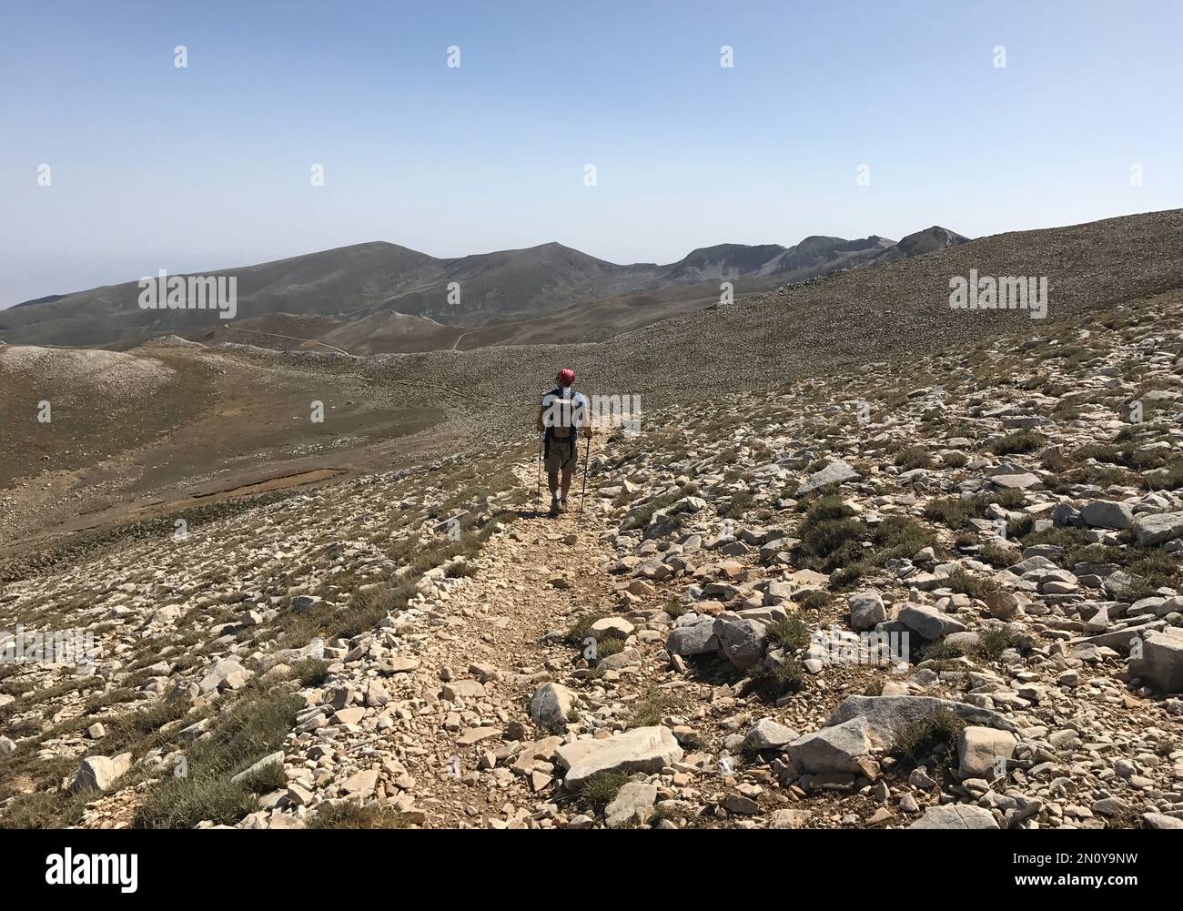 Mountaineer hiking at Mount Uludag Great Summit Route in Bursa, Turkey ...