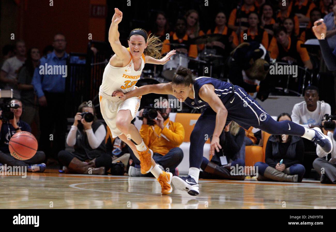 Tennessee guard Alexa Middleton (33) battles for the ball with Penn ...