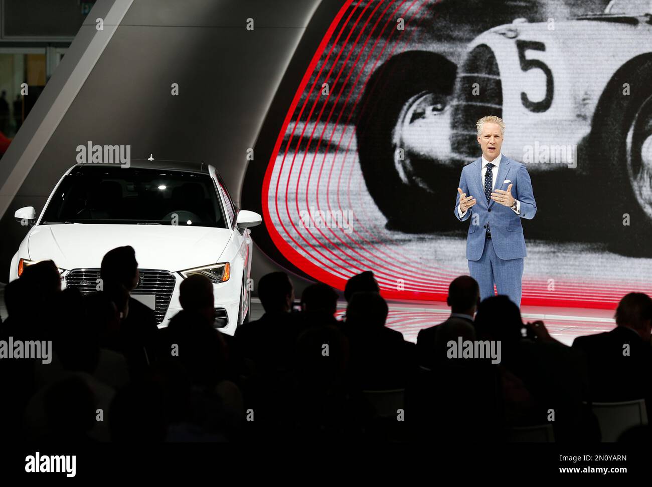 Scott Keogh, president of Audi of America, speaks at a news conference ...