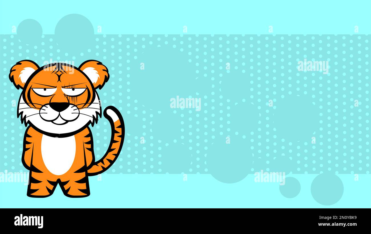 cute grumpy chibi tiger kid character cartoon background poster ...
