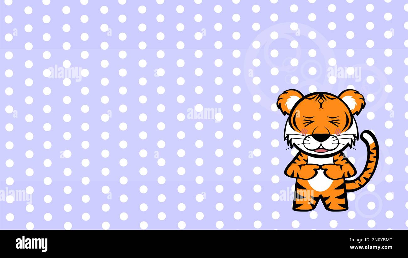 ashamed chibi tiger kid character cartoon background poster ...