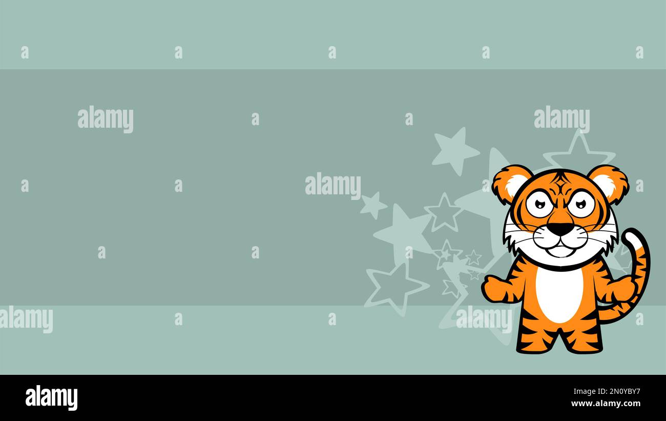 funny chibi tiger kid character cartoon background poster illustration ...