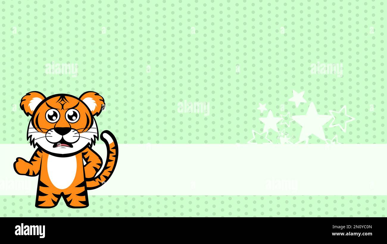 grumpy chibi tiger kid character cartoon background poster illustration ...