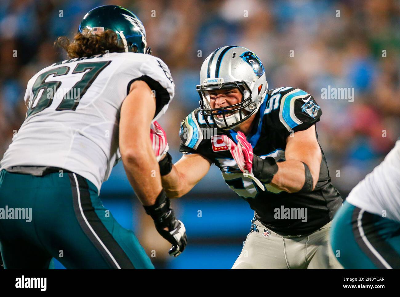 Carolina Panthers middle linebacker Luke Kuechly (59) in action against ...