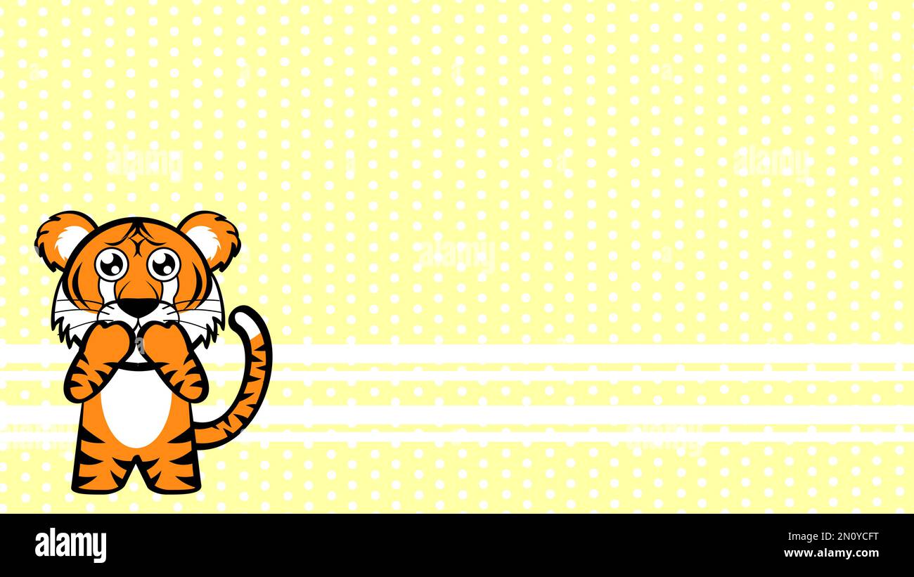 crying chibi tiger kid character cartoon background poster illustration ...