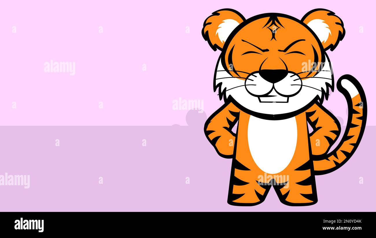 smiling chibi tiger kid character cartoon background poster ...
