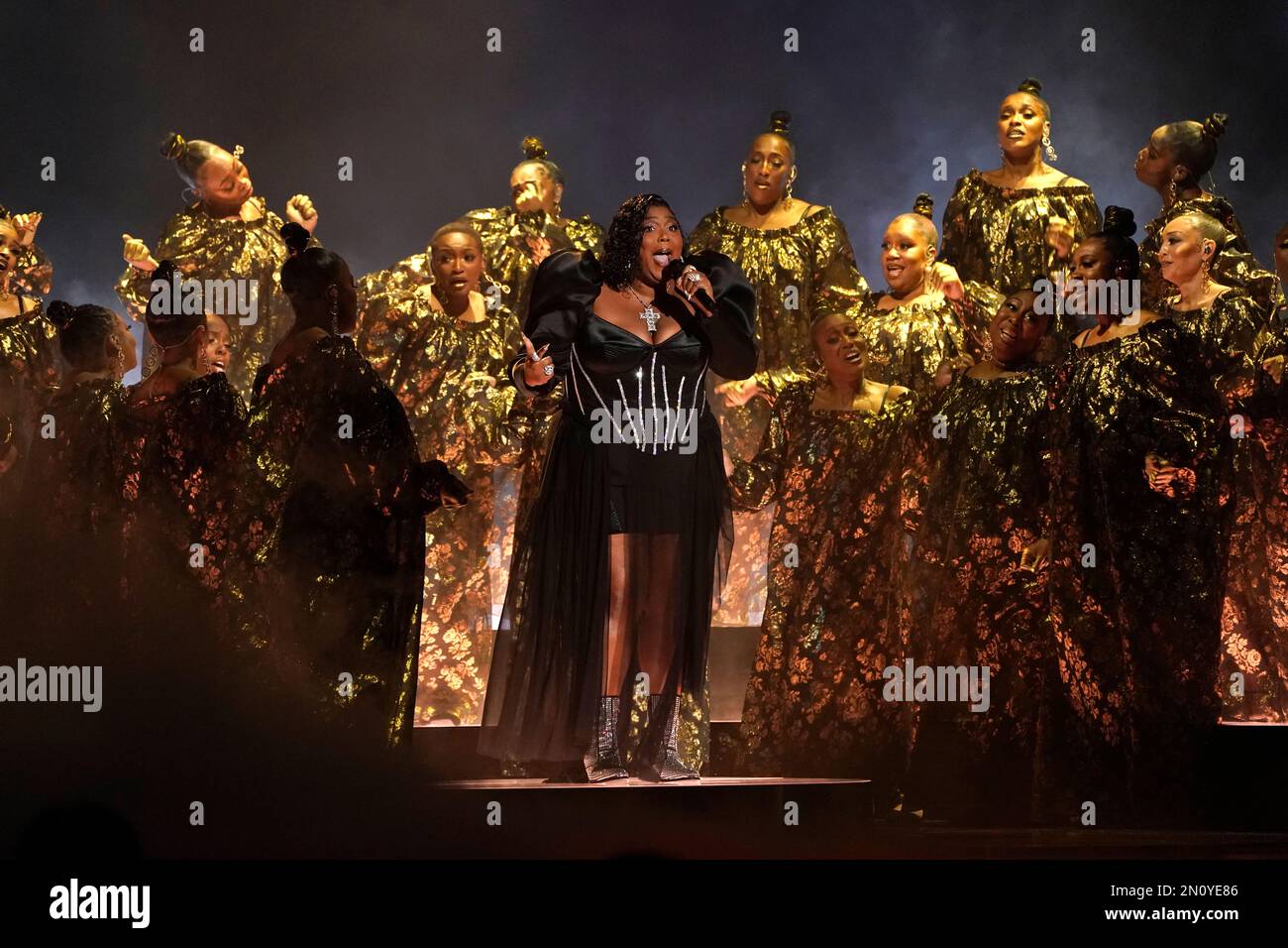 Lizzo performs a medley at the 65th annual Grammy Awards on Sunday, Feb ...